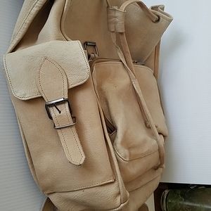 Bags | Ivory Leather Backpack | Poshmark